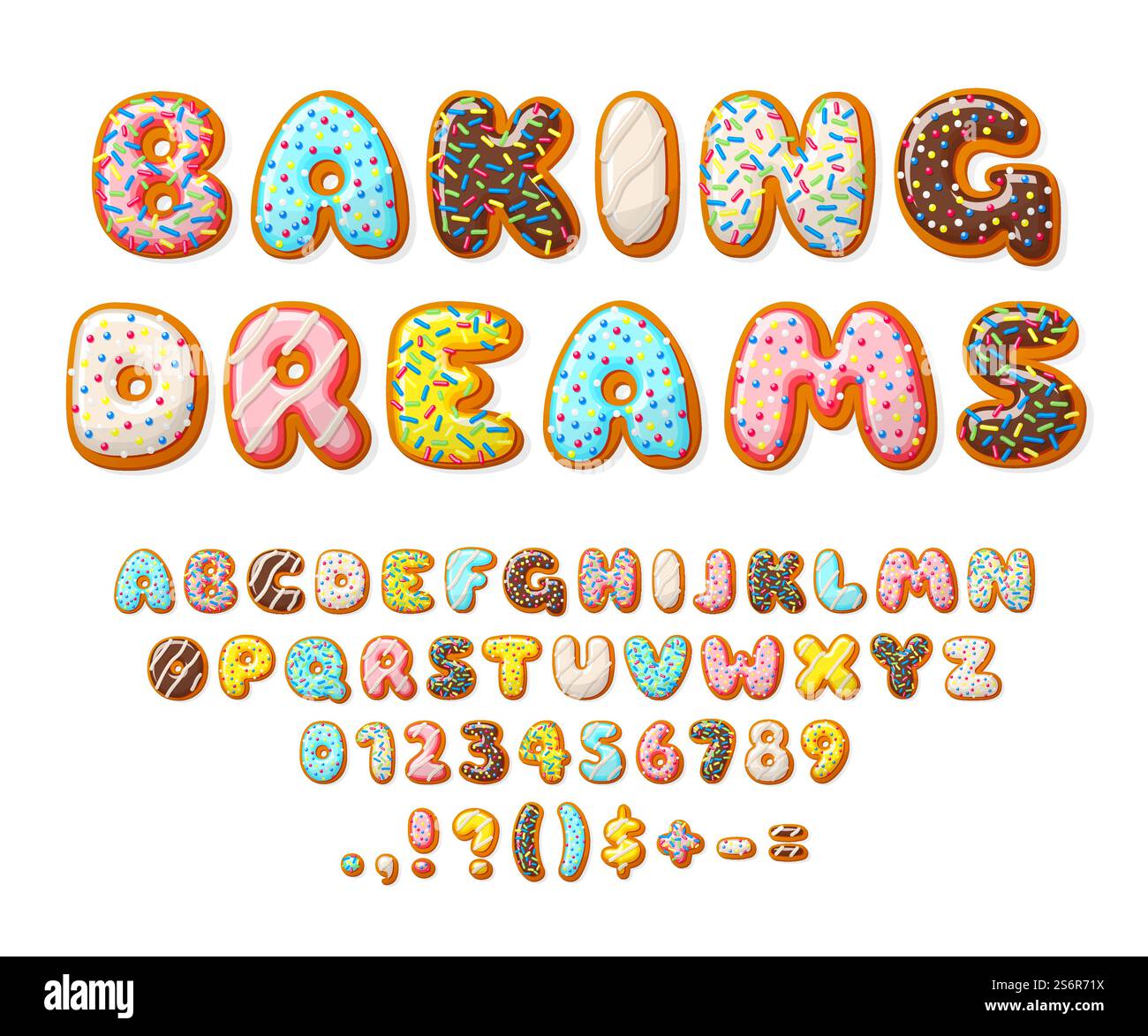 Donut font. Sweets letters, bakery text numbers alphabet. Cake and ...