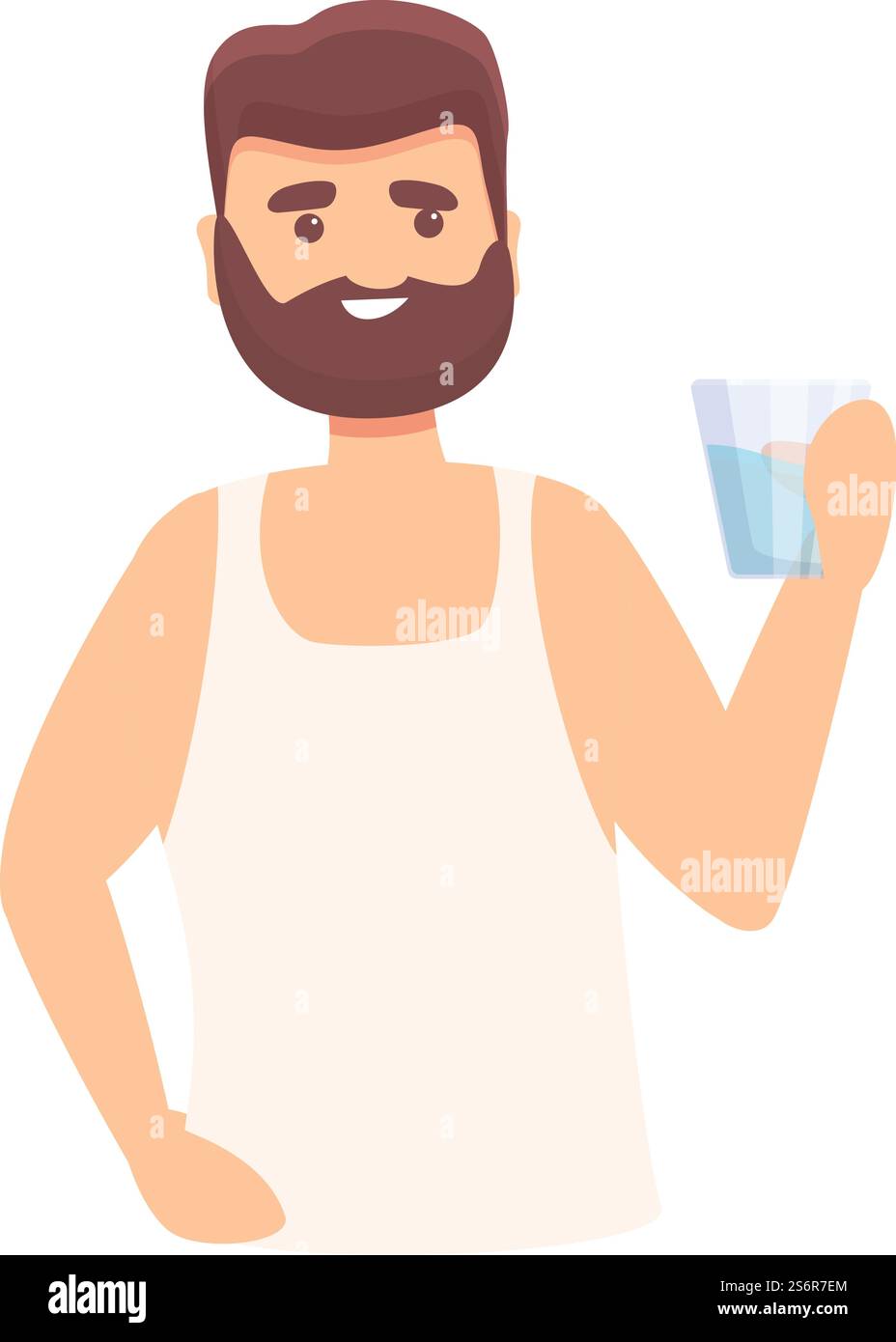 Morning water glass icon cartoon vector. Water drink bottle. Morning ...