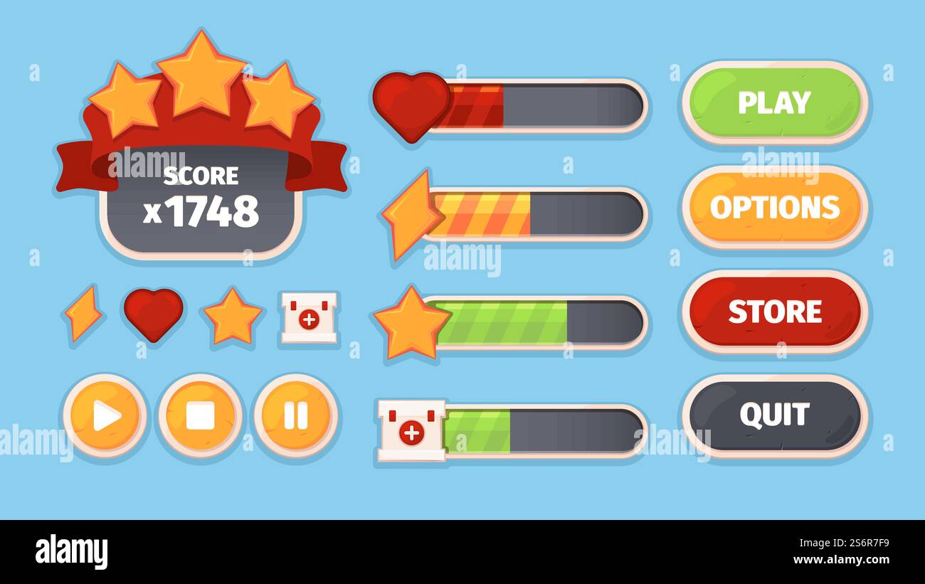 Game ui. Menu buttons for smartphone mobile games frames borders ...