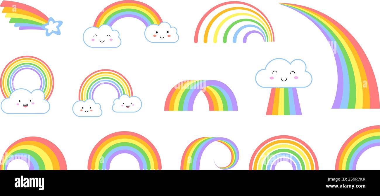 Rainbows cartoon flat rainbow icons hi-res stock photography and images ...