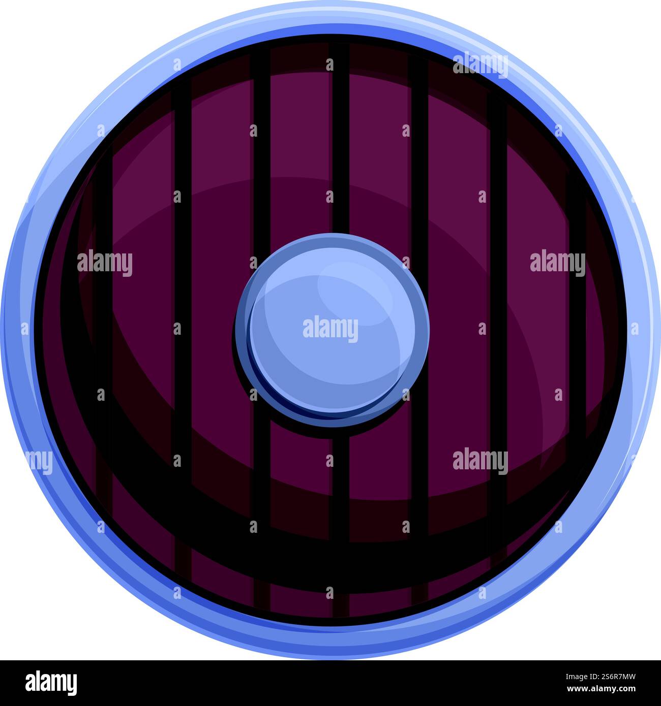 Round shield icon cartoon vector. Wood viking shield. Wooden armor ...