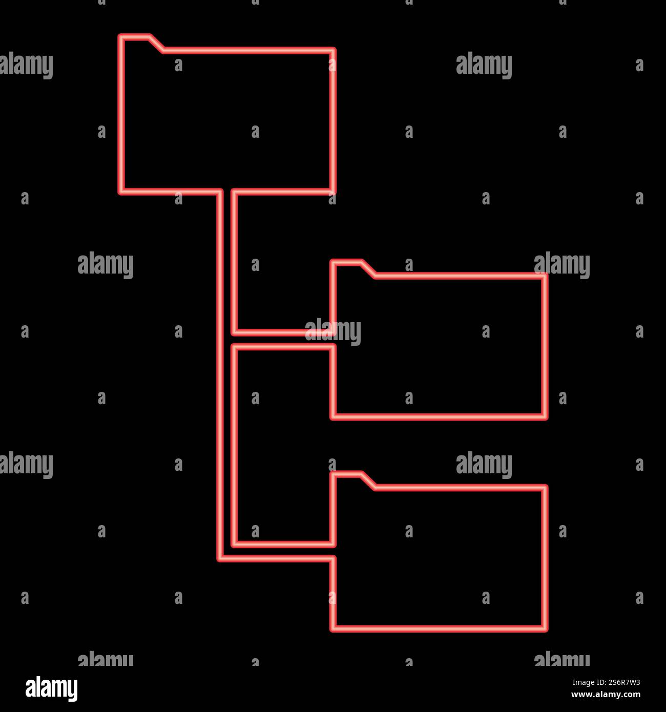 Neon folder structure red color vector illustration image flat style ...