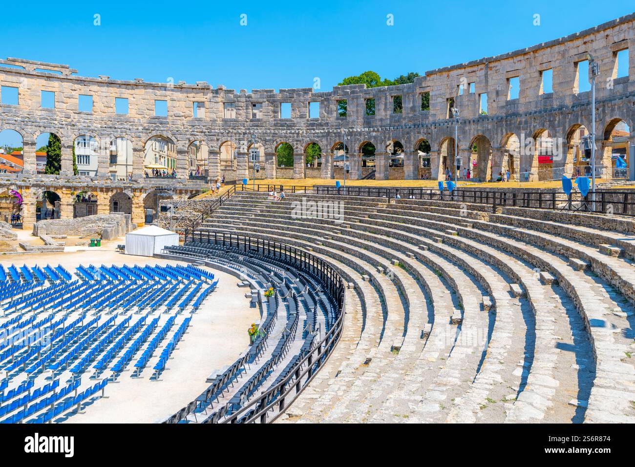 The Roman amphitheatre in Pula, Croatia, features well-preserved stone ...