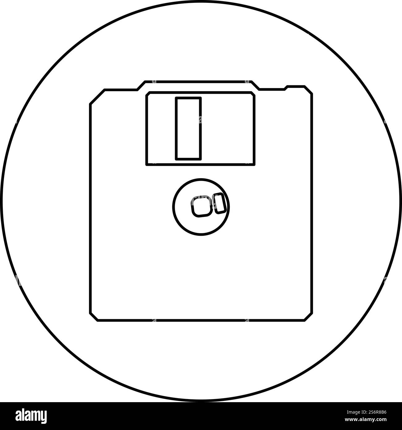 Diskette floppy disk storage concept icon in circle round black color ...