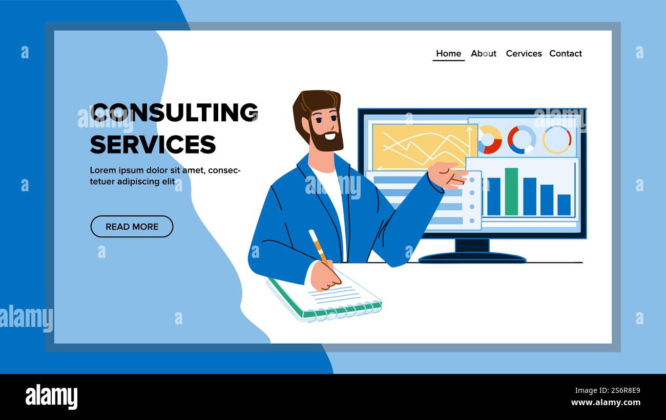 Consulting Services For Advising Client Vector. Financial Consulting ...