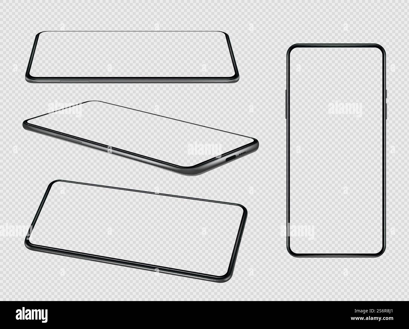 Smartphones mockup. Mobile phones empty screens with place for personal ...