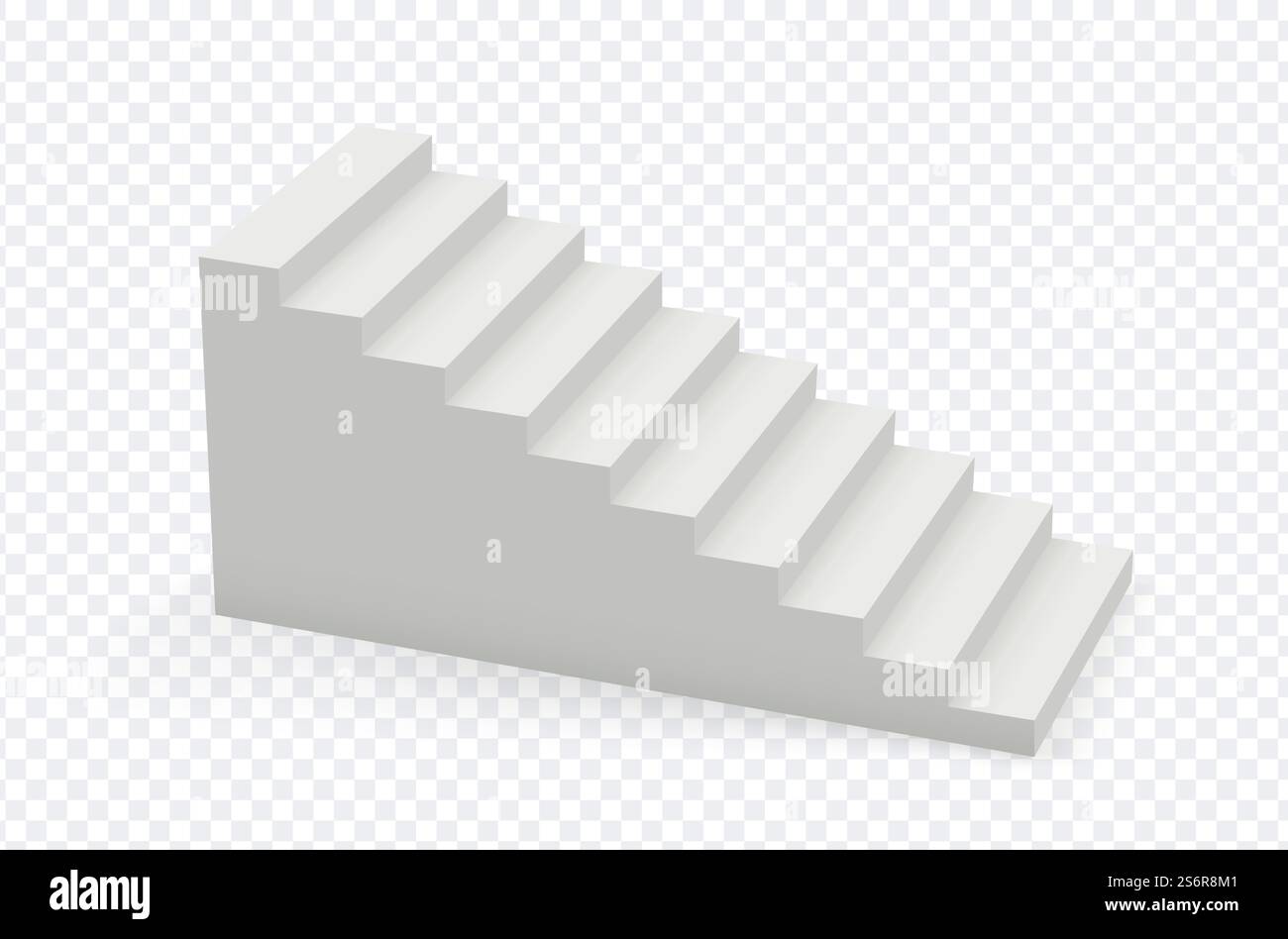 Realistic 3d staircase. Steps up, white stair isolated on transparent ...