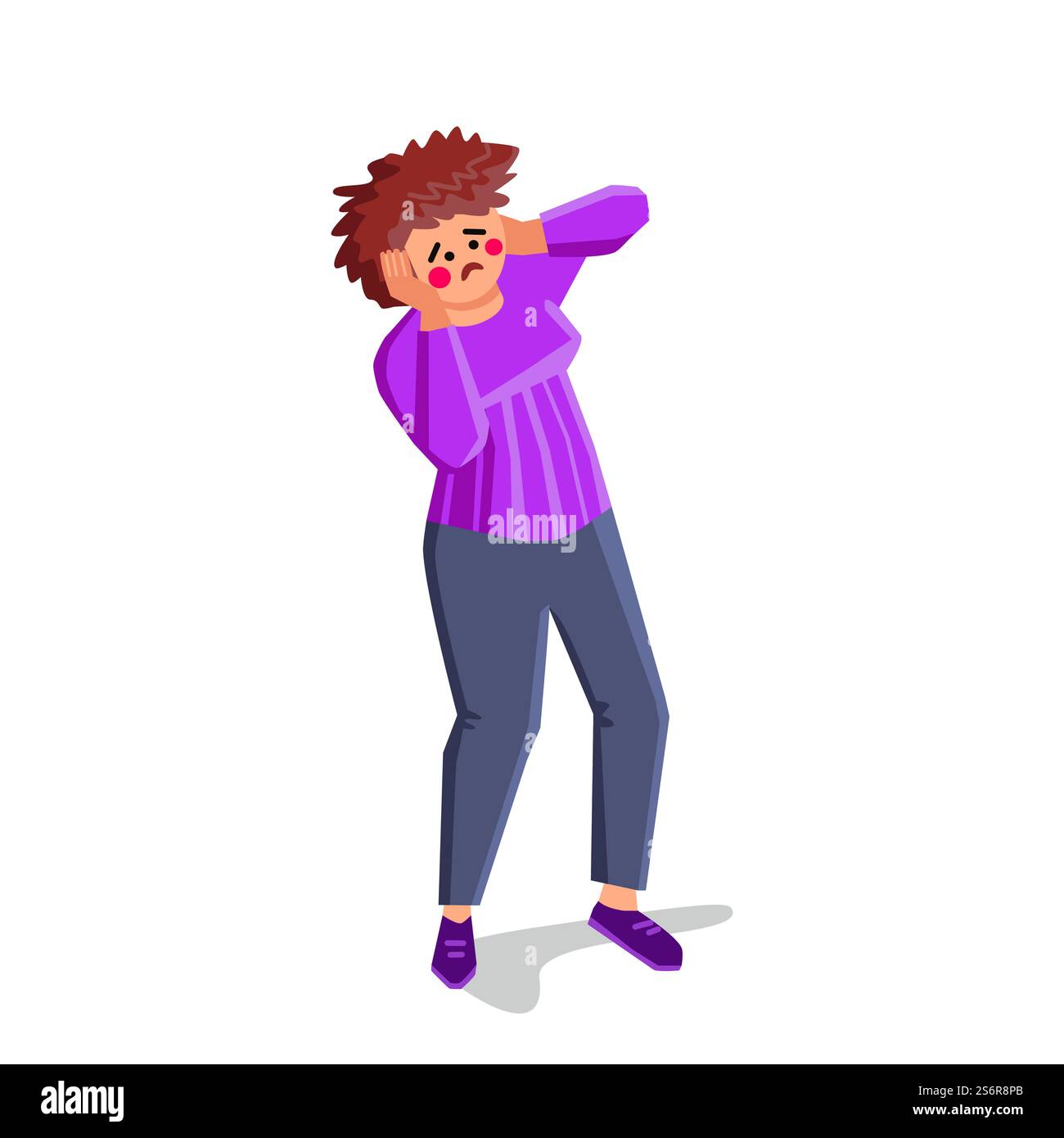 Panic Attack Young Woman On Urban Street Vector. Girl With Panic Attack ...