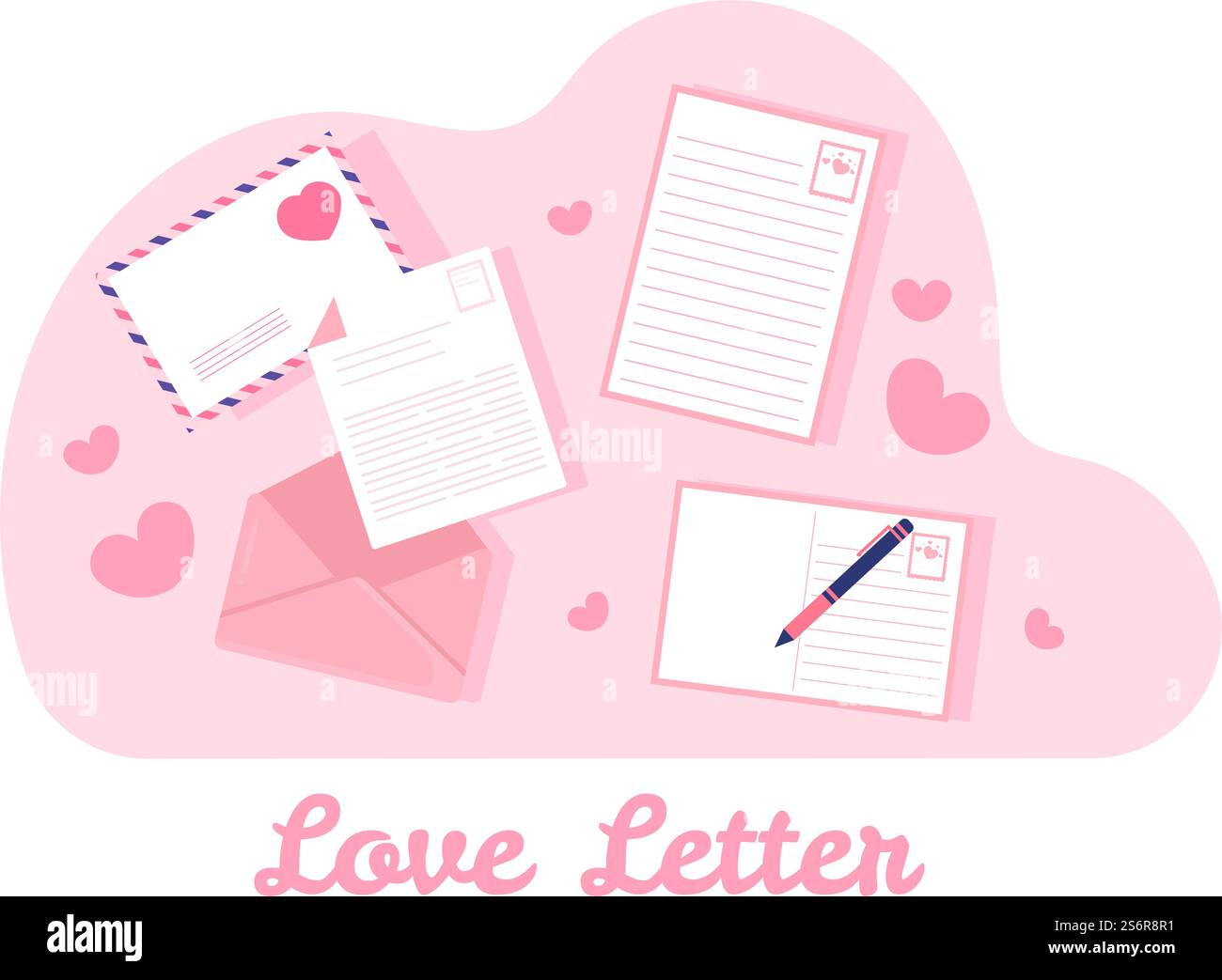 Love Letter Background Flat Illustration for Messages of Fraternity or ...
