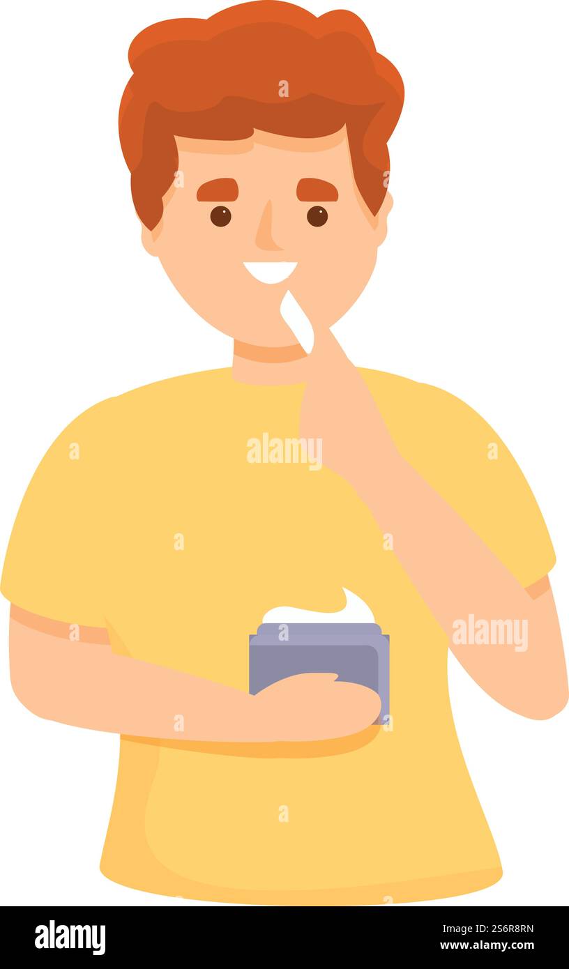 Student face cream icon cartoon vector. Boy skin wash. Man acne care ...