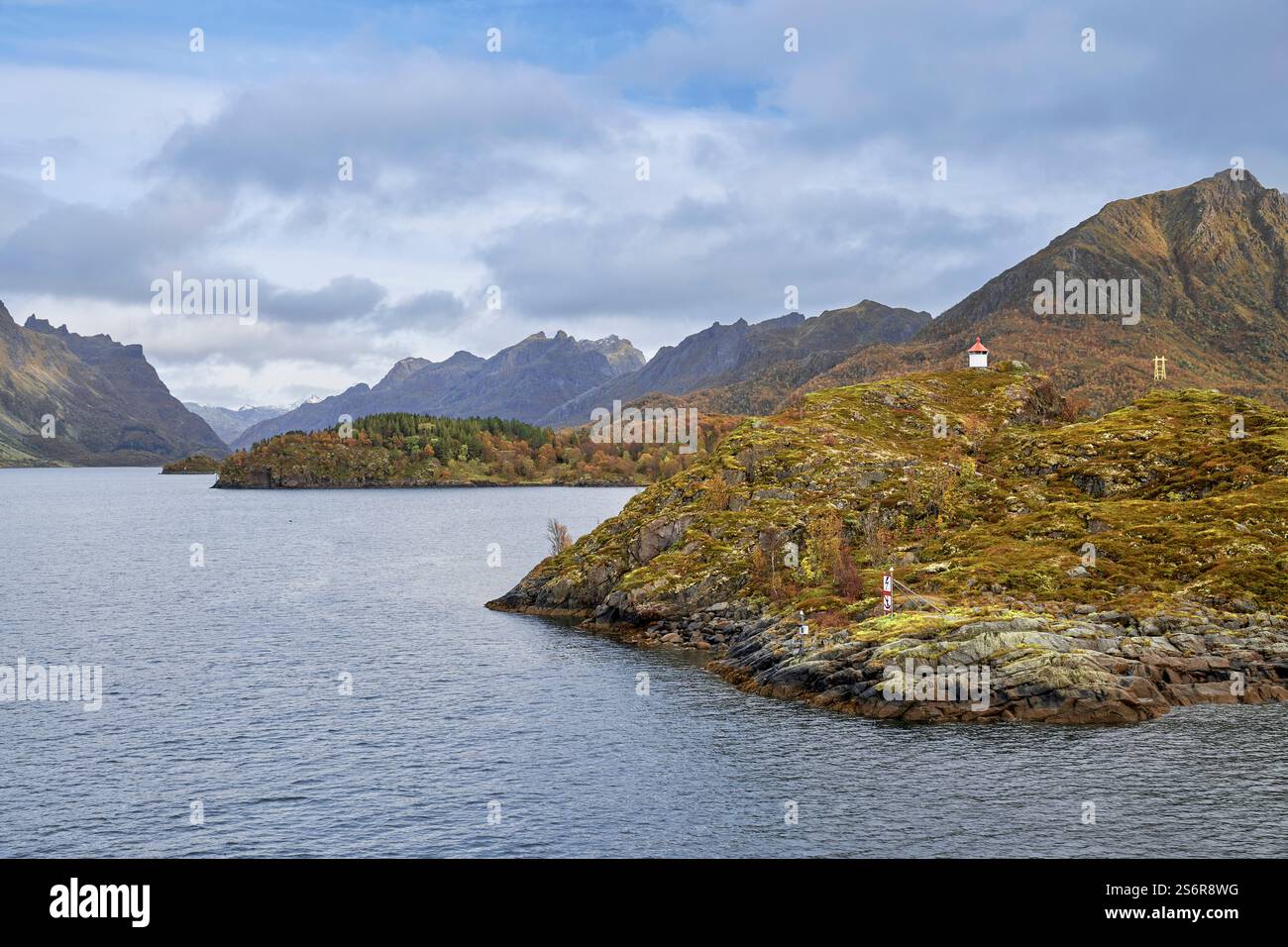 Cruise along the coast of Norway, Lofoten archipelago, entrance to ...