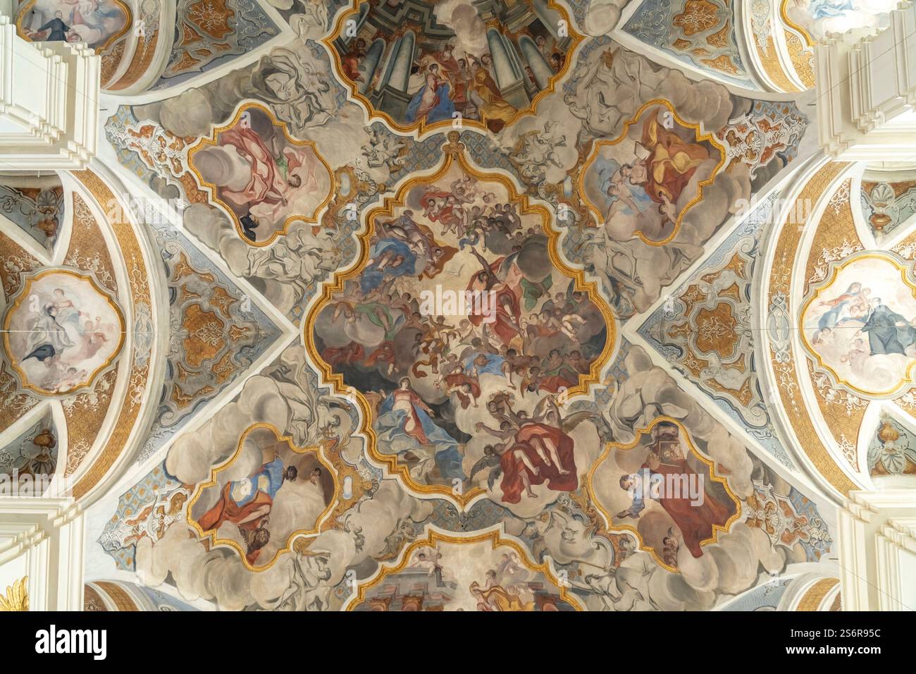 Ceiling fresco of the gothic chapel church in rottweil hi-res stock ...