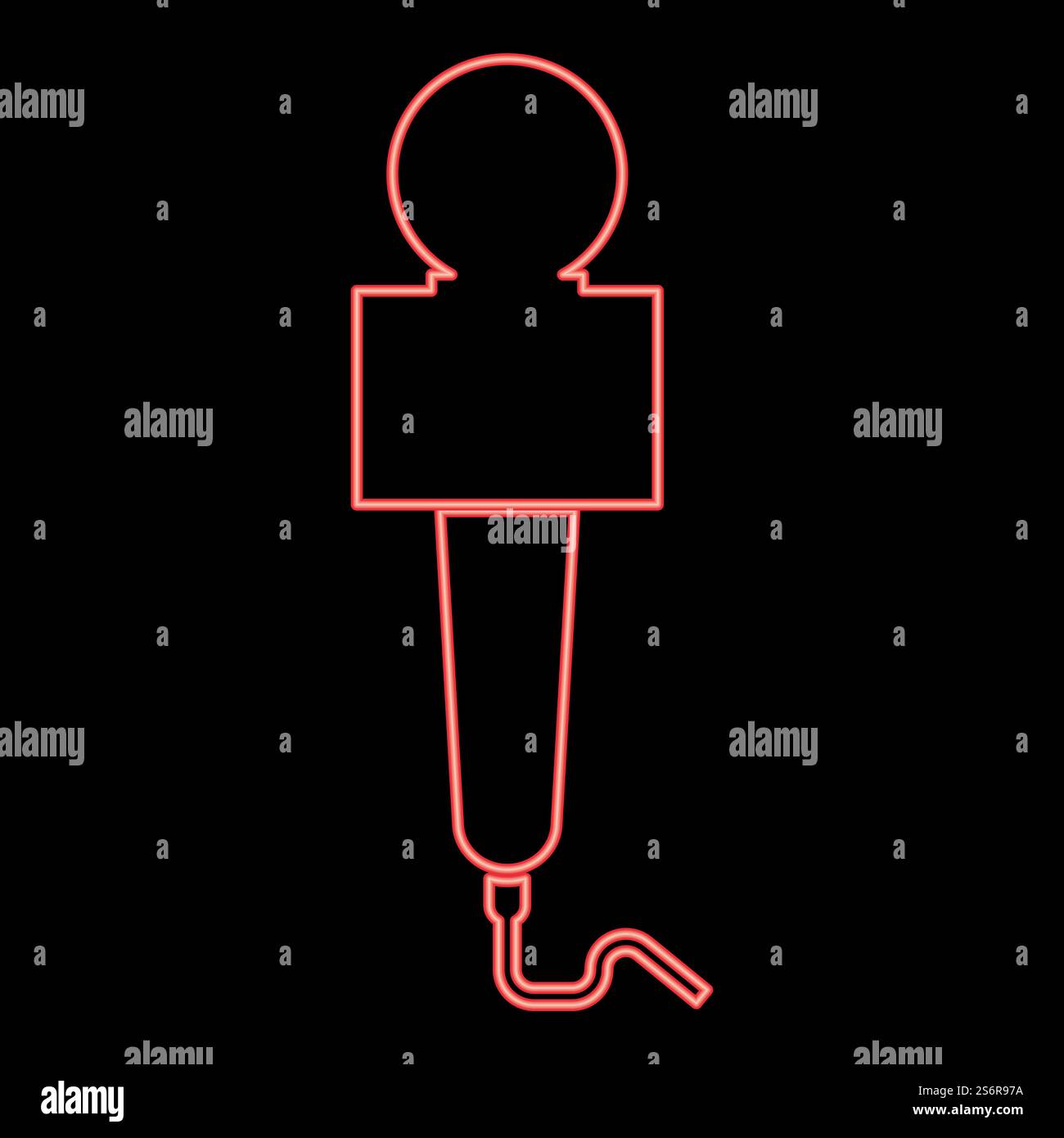 Neon news microphone red color vector illustration image flat style ...