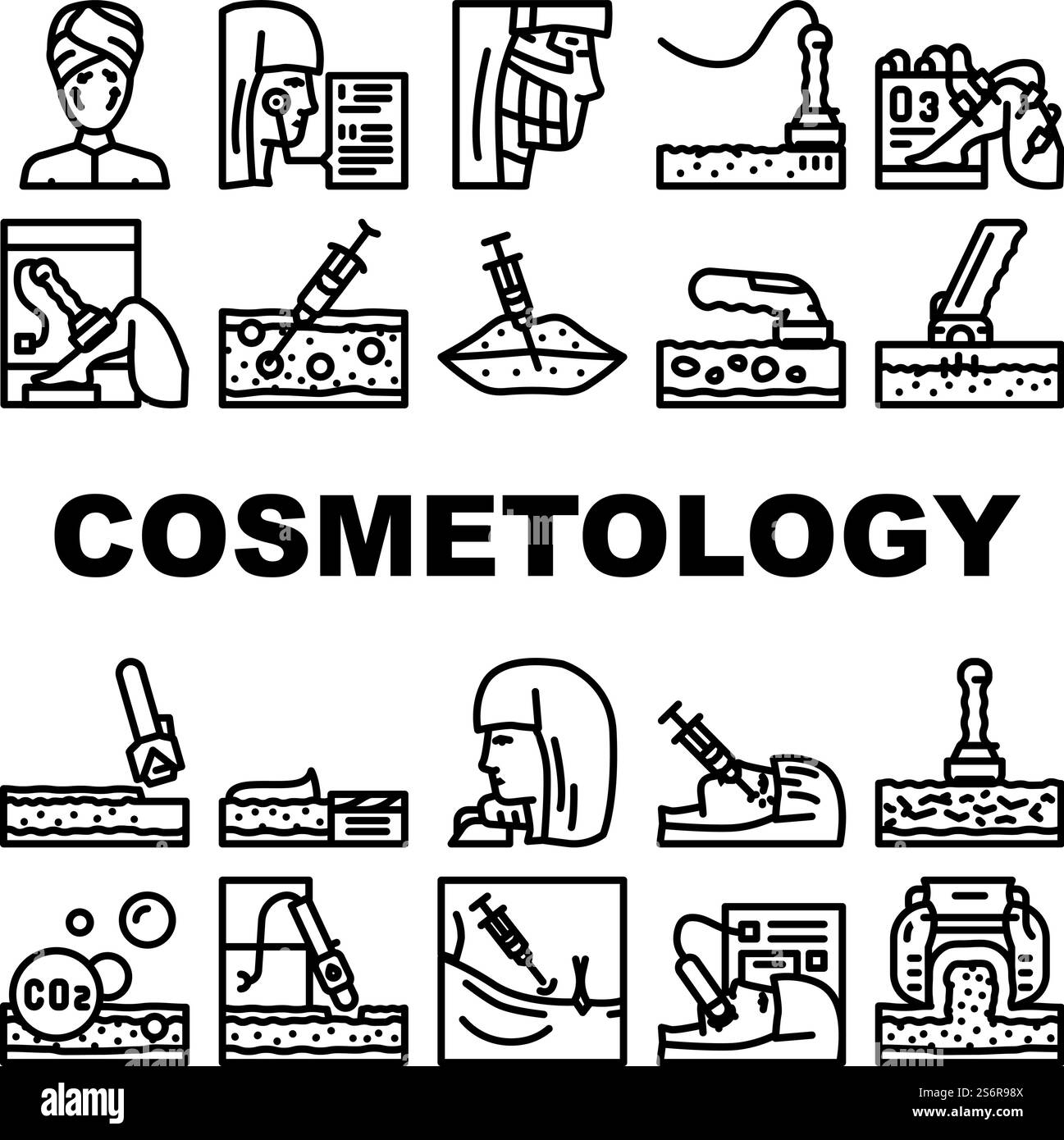 Cosmetology Treatment Procedure Icons Set Vector Complex Face Cleansing ...