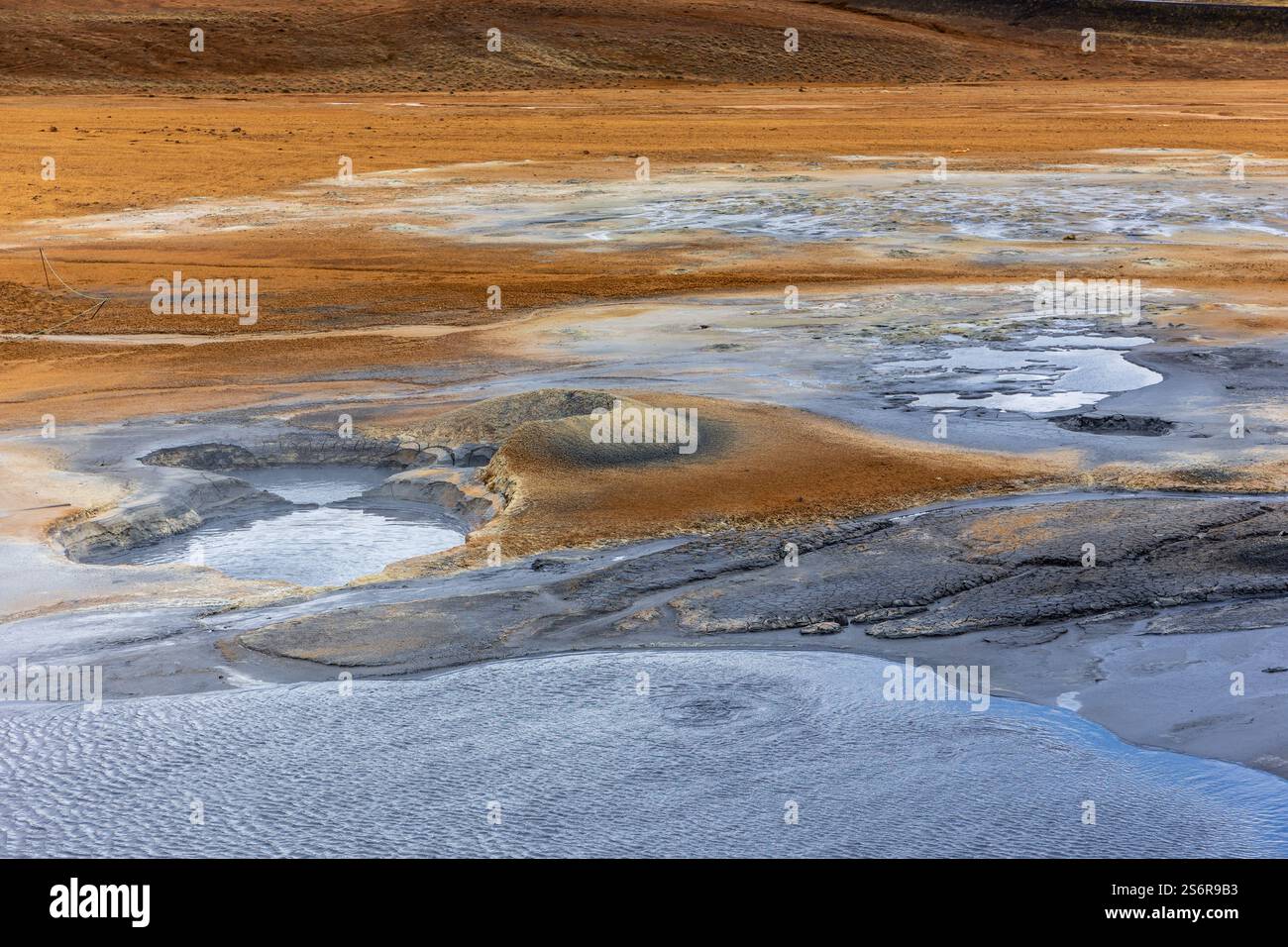 Volcanic landscape of Hverir, Myvatn Geothermal Area in Iceland, with ...