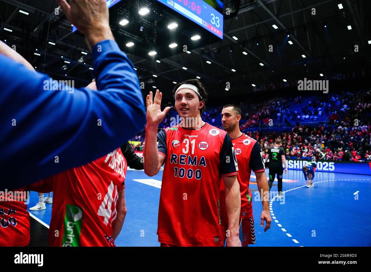 Fornebu 20250117. Norway's Kasper Thorsen Lien celebrates after winning ...