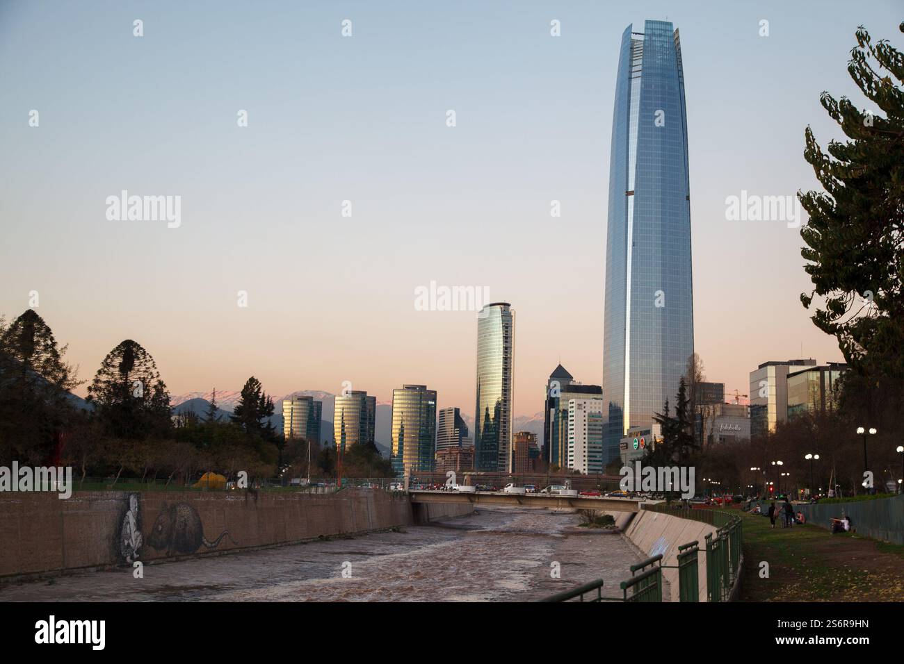 The Costanera Center skyscraper office tower, the shopping mall and the office buildings at the ...