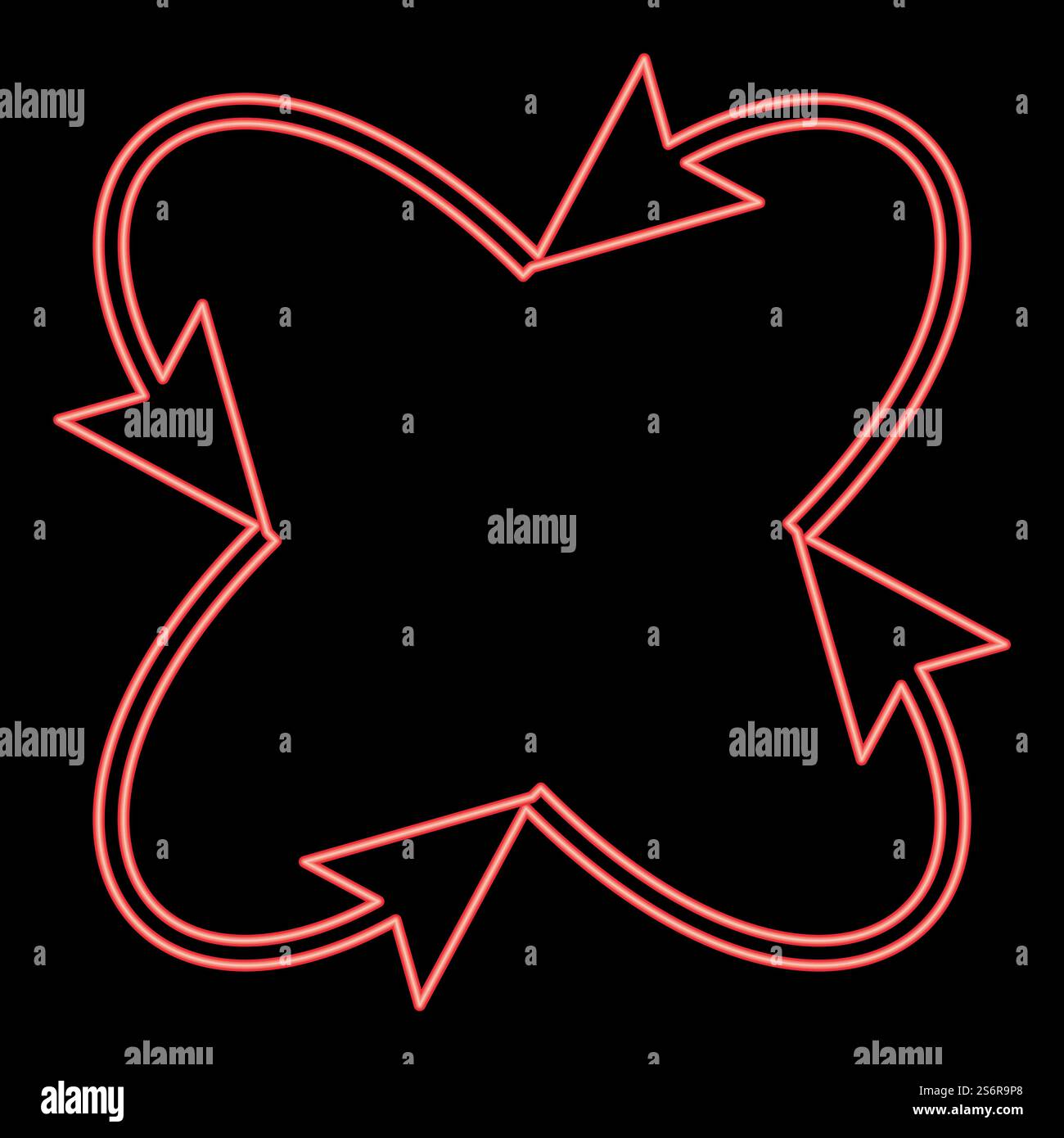 Neon four arrows loop and from center red color vector illustration ...