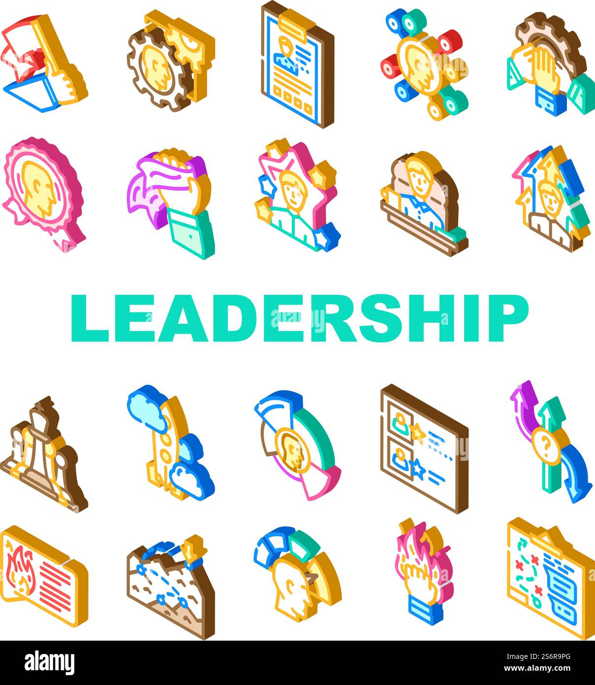 Leadership Leader Business Skill Icons Set Vector. Motivation Employee ...