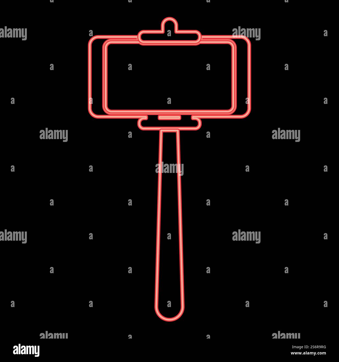 Neon stick holder for selfie red color vector illustration image flat ...