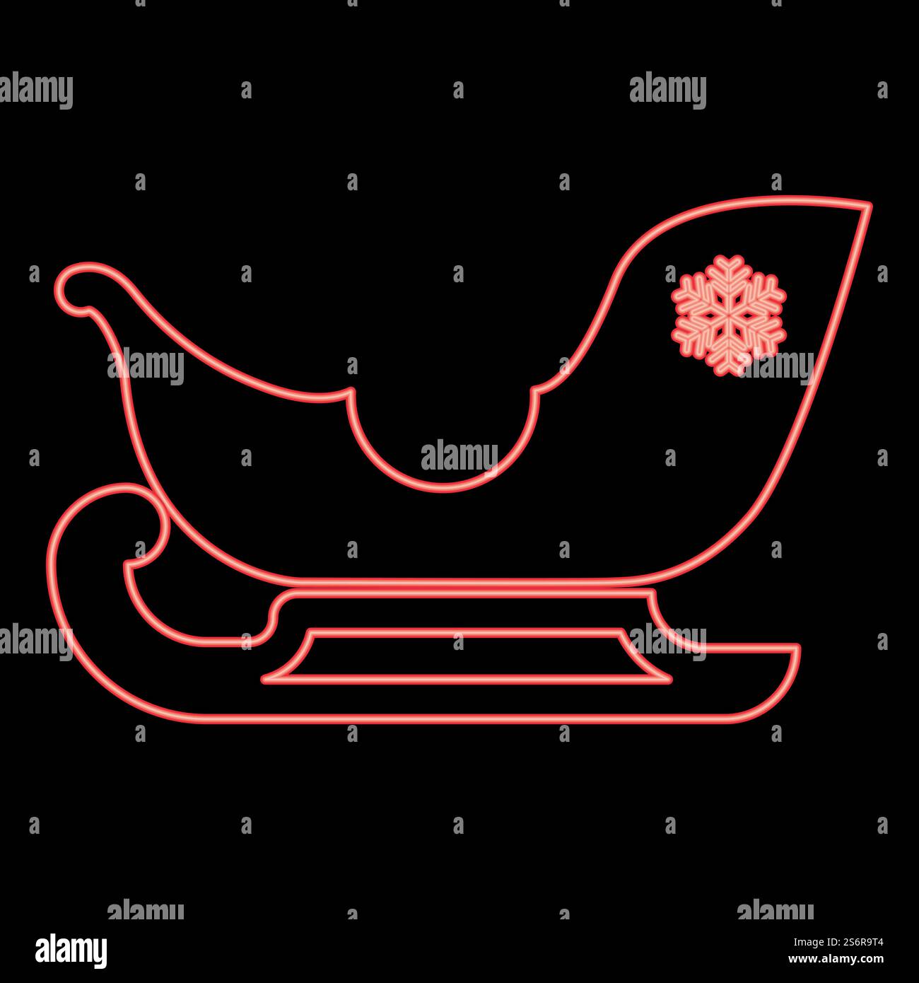 Neon sleigh santa claus red color vector illustration image flat style ...