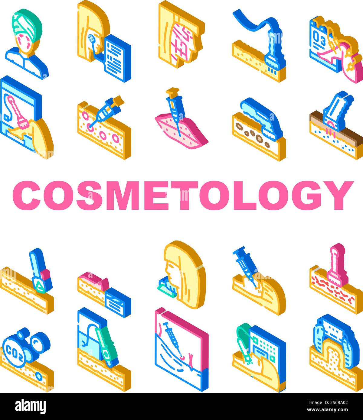 Cosmetology Treatment Procedure Icons Set Vector Complex Face Cleansing ...