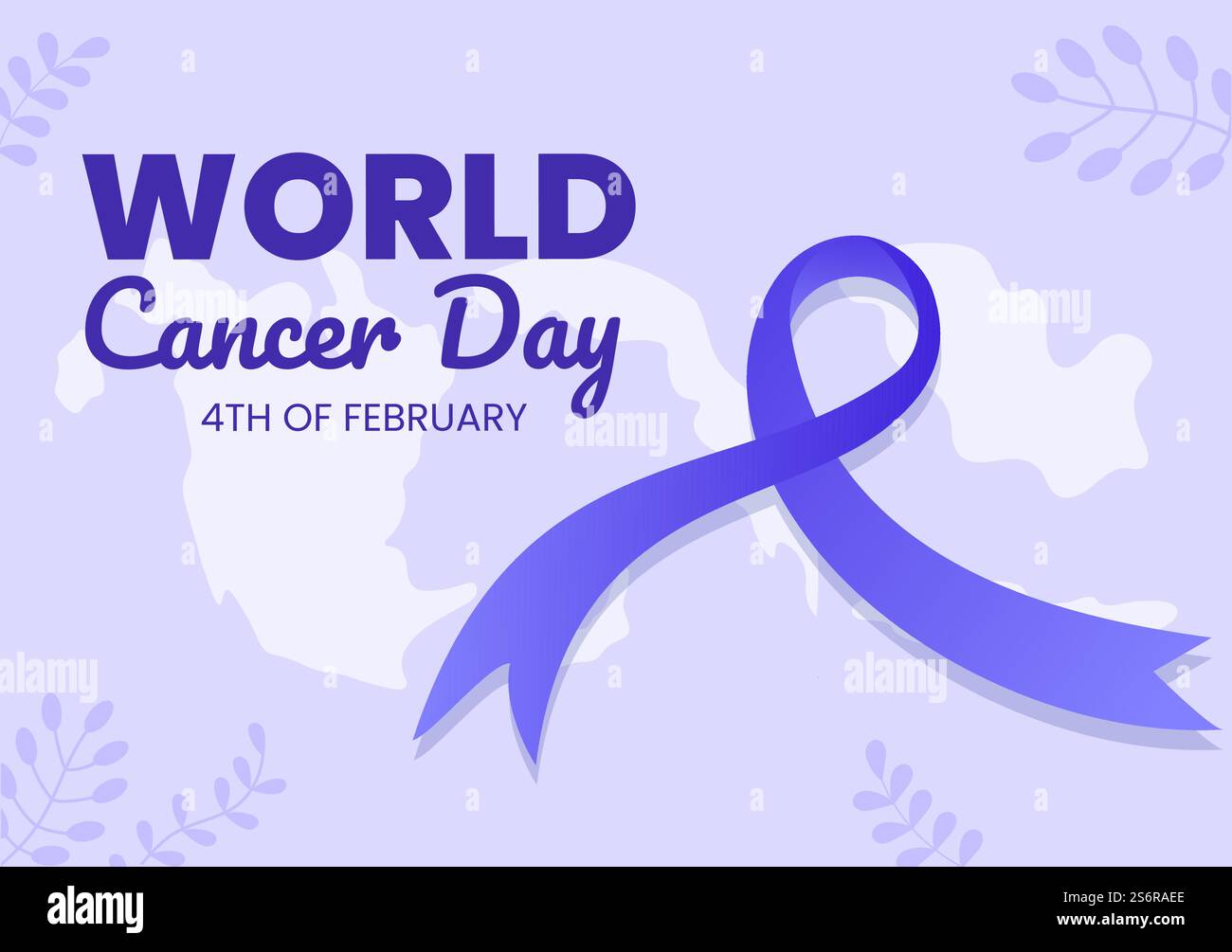 World Cancer Day with Ribbon Flat Vector Illustration. Inform the ...