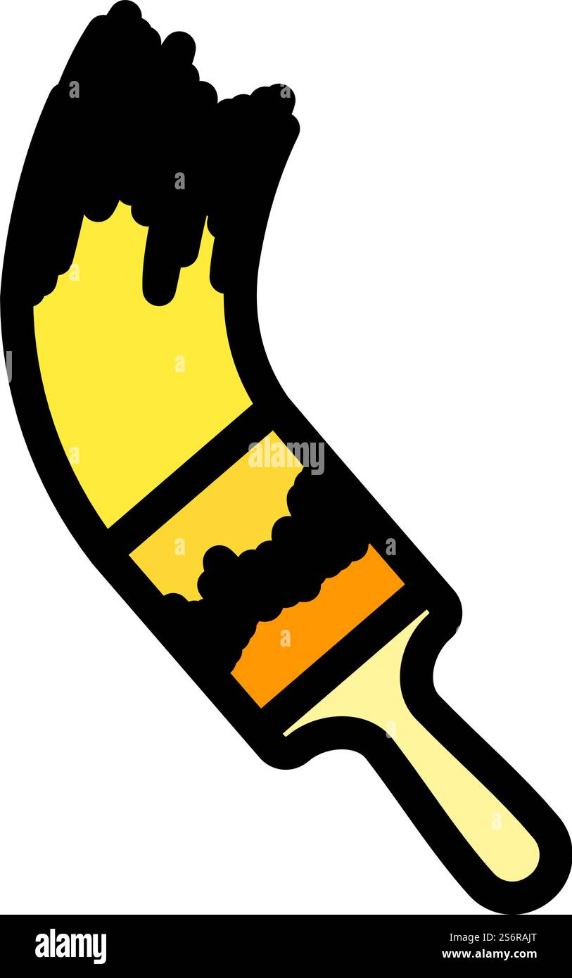 Paint Brush Icon. Editable Bold Outline With Color Fill Design. Vector ...