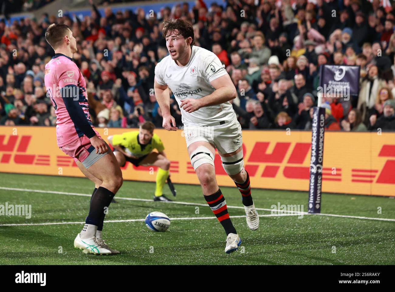 Ulster's David McCann after scoring their side's seventh try during the ...