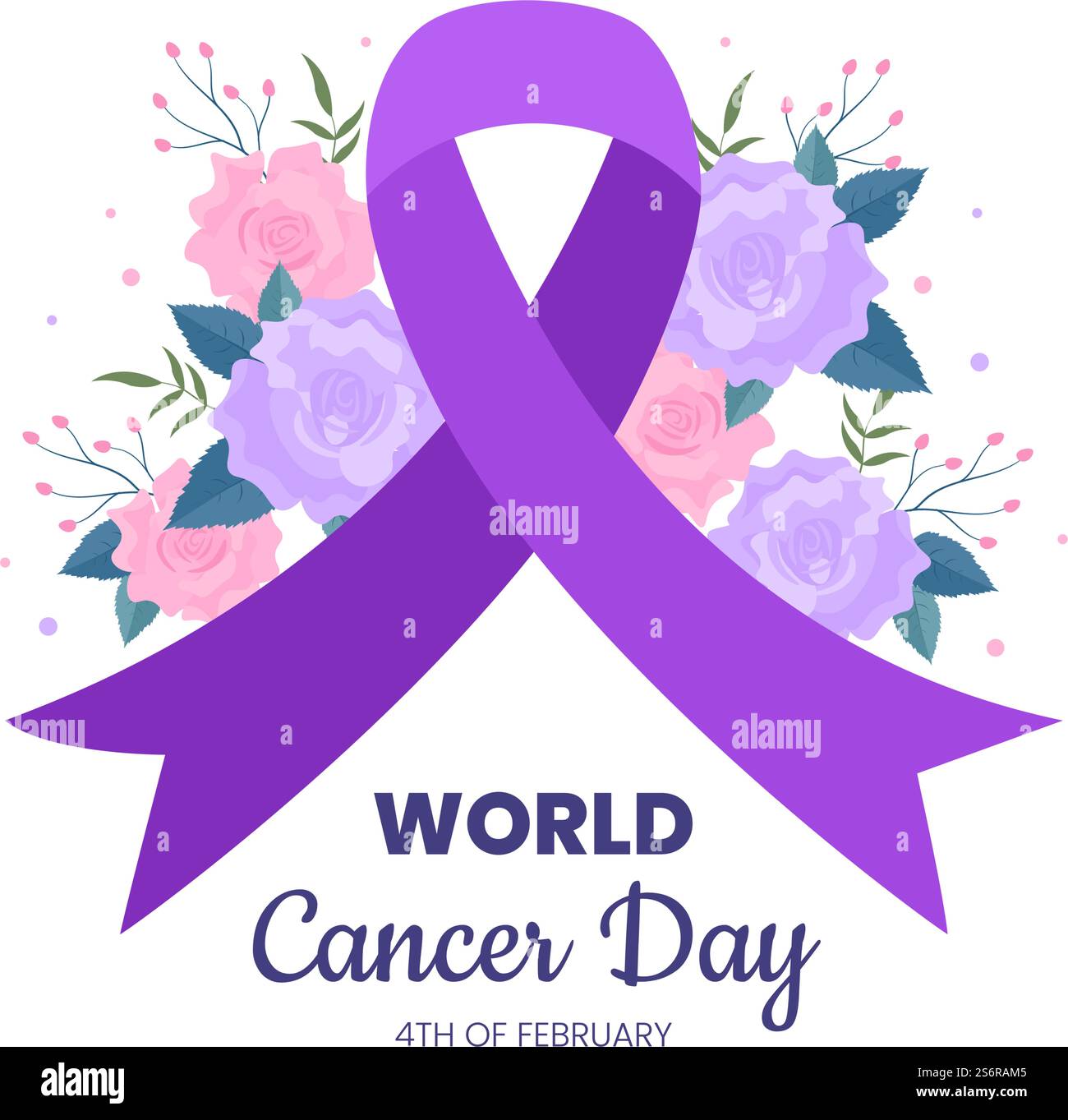 World Cancer Day with Ribbon Flat Vector Illustration. Inform the ...