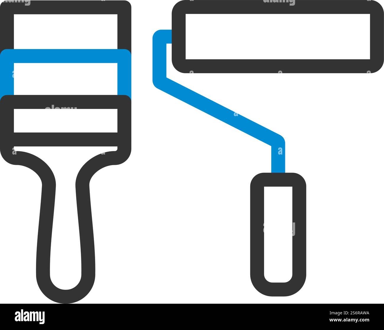 Icon Of Construction Paint Brushes. Editable Bold Outline With Color ...