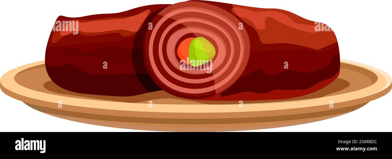 Meat roll icon cartoon vector. Chicken food. Wrap meat roll. Meat roll ...