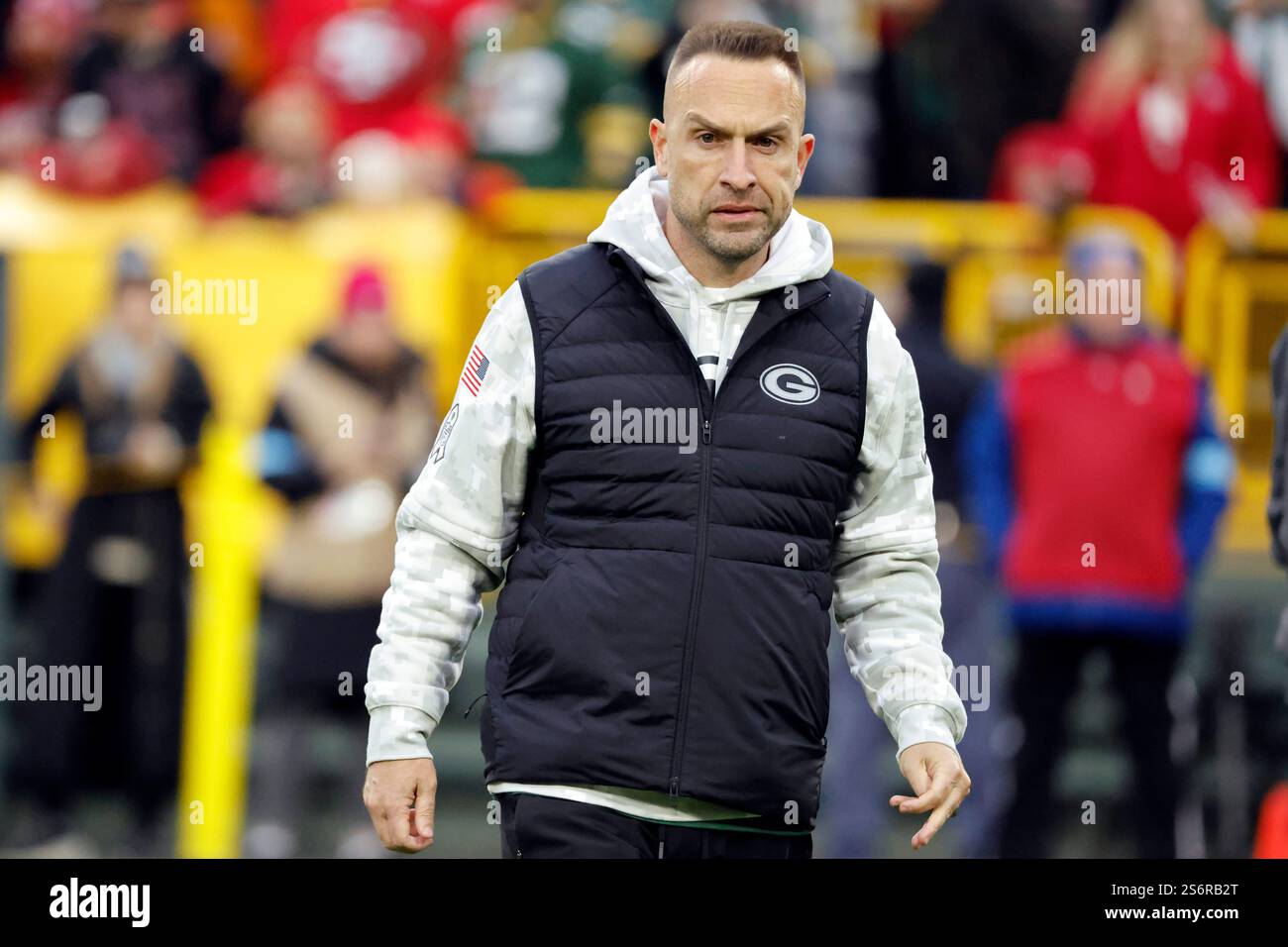 FILE - Green Bay Packers defensive coordinator Jeff Hafley looks on ...