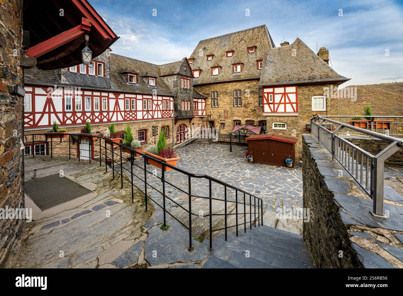Stahleck Castle near Bacharach on the Middle Rhine, now used as a youth ...