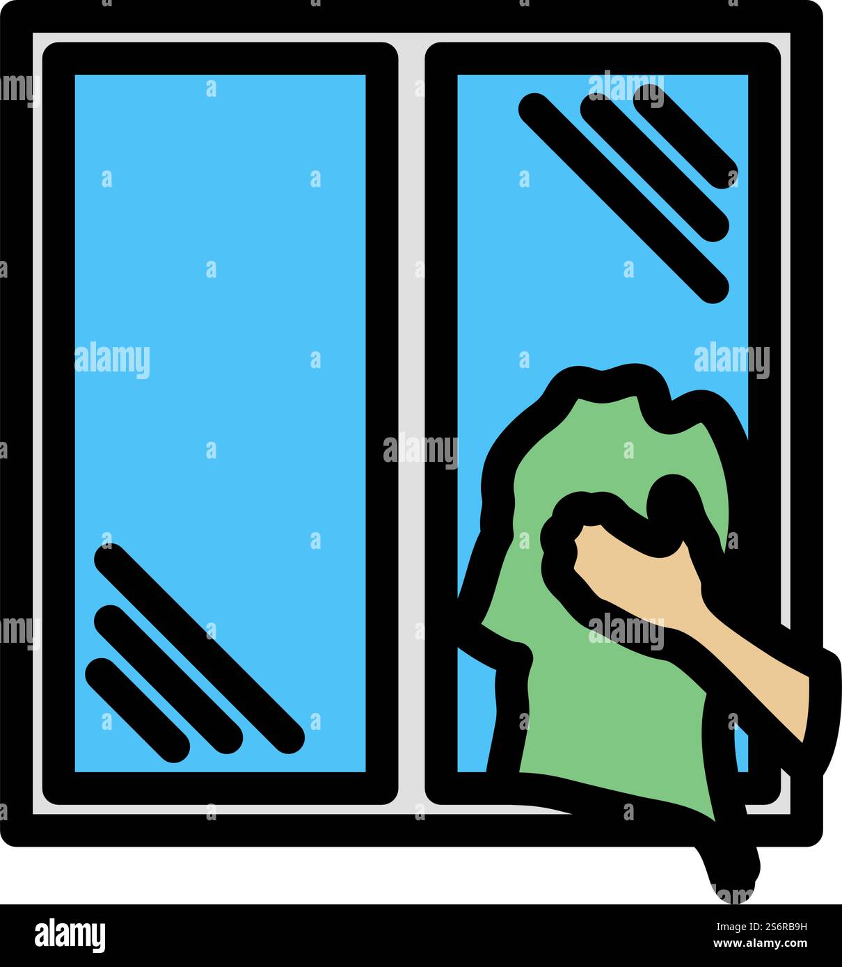 Hand Wiping Window Icon. Editable Bold Outline With Color Fill Design ...