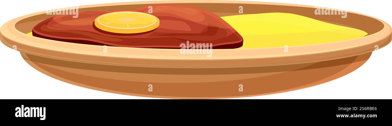 Meat mush icon cartoon vector. Food cutlet. Plate diet breakfast. Meat ...