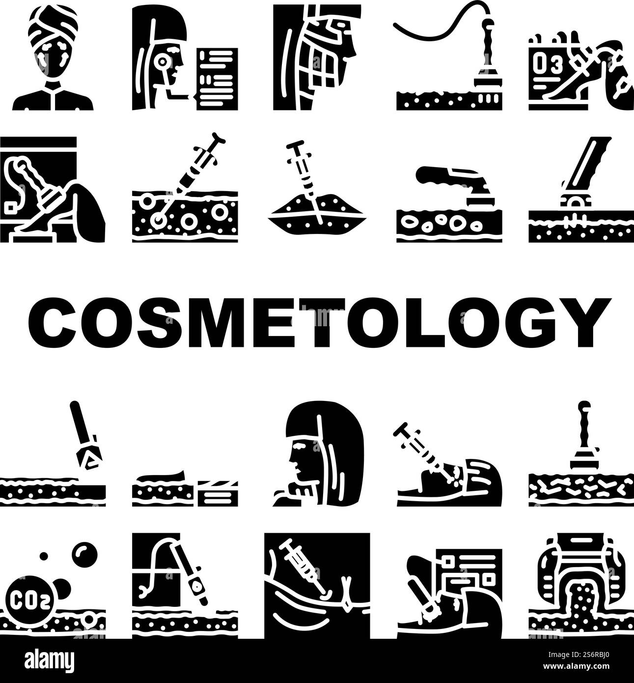 Cosmetology Treatment Procedure Icons Set Vector Complex Face Cleansing ...