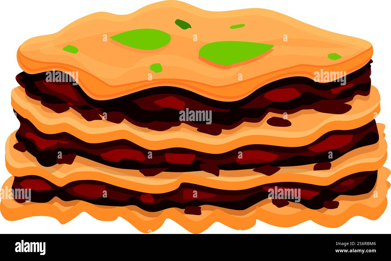 Lasagna cake icon cartoon vector. Dry meat food. Italian lasagna dish ...