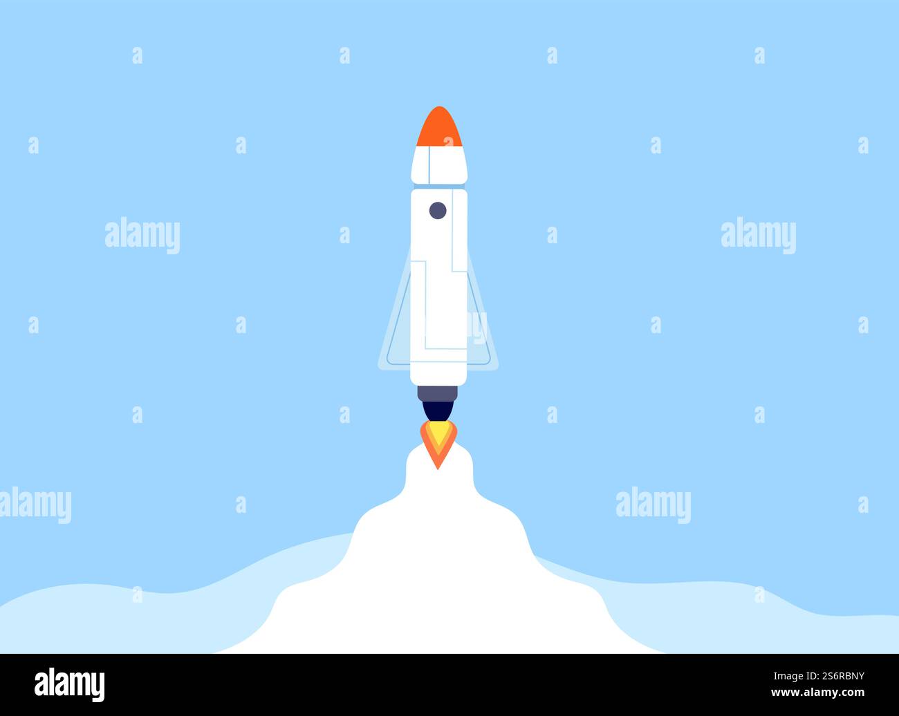 Rocket launch. Space ship launches, simple spaceship on start. New ...