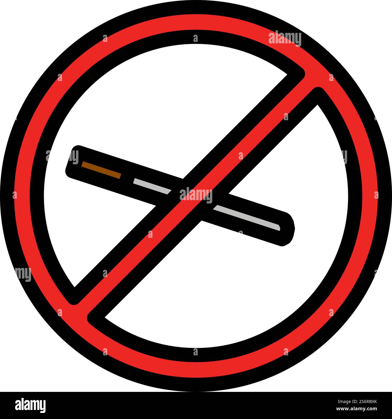 No Smoking Icon. Editable Bold Outline With Color Fill Design. Vector ...