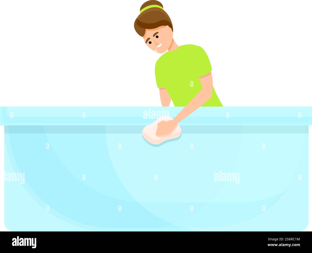 Bathtub cleaning icon cartoon vector. Housewife busy. Woman housework ...