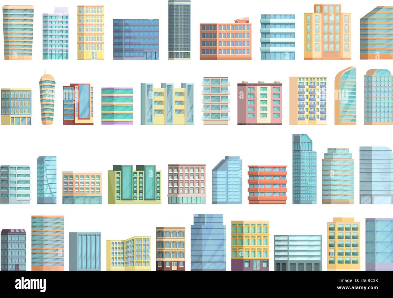 Multistory building icons set cartoon vector. Interior architecture ...