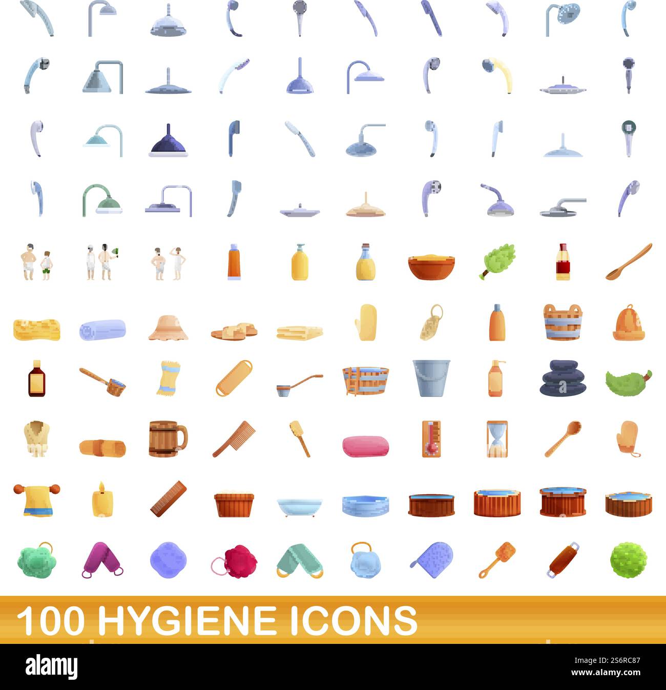 100 hygiene icons set. Cartoon illustration of 100 hygiene icons vector ...