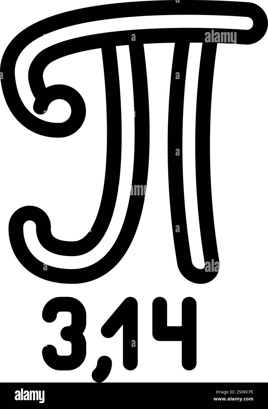 Pi Number Line Icon Vector Pi Number Sign Isolated Contour Symbol Black Illustration Pi