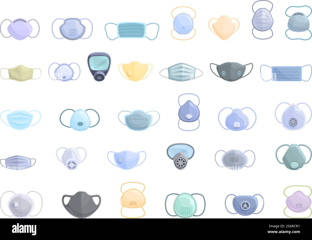 Face shield icons set cartoon vector. Clean kit. Coronavirus mask. Face ...