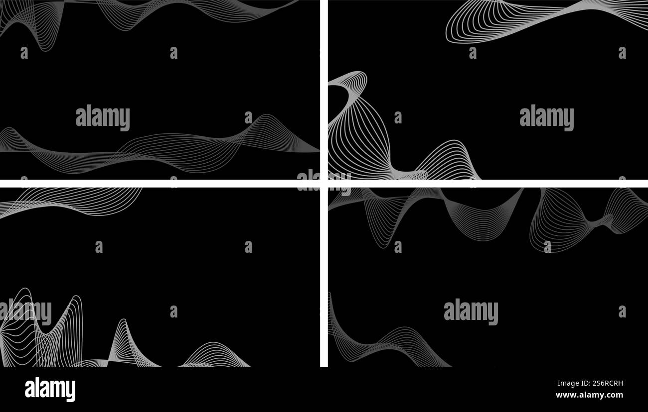 Abstract waves banners design. Sound or music background, digital tech ...