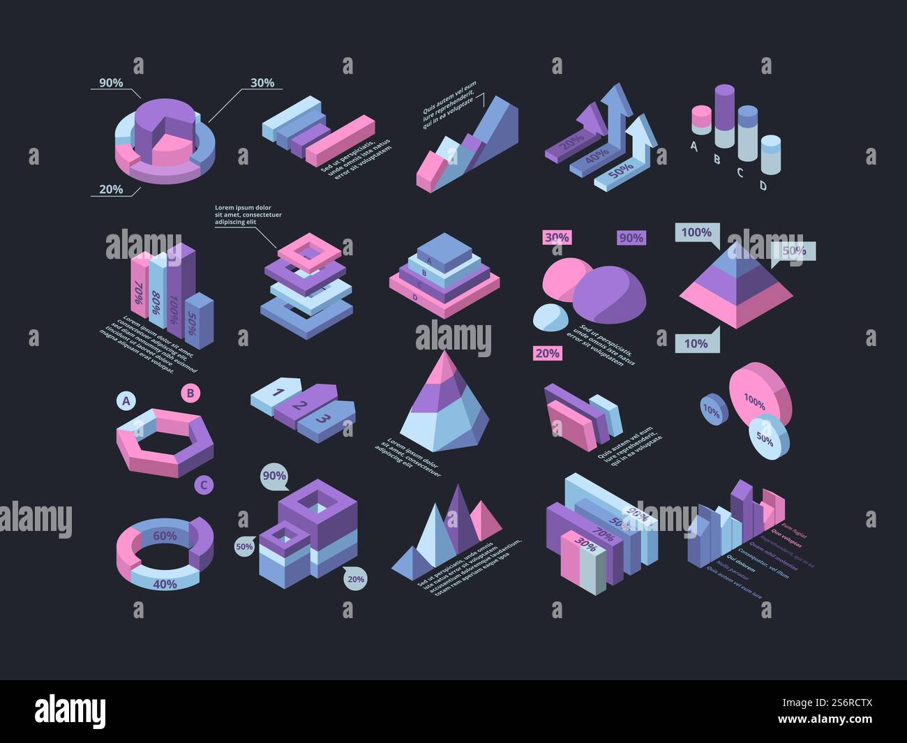 Hud isometric. Infographic 3d futuristic elements pyramid charts column ...
