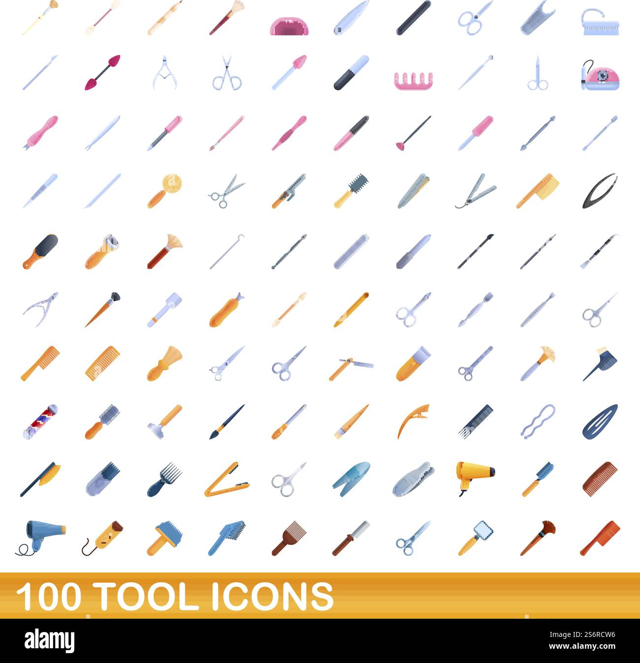 100 tool icons set. Cartoon illustration of 100 tool icons vector set ...