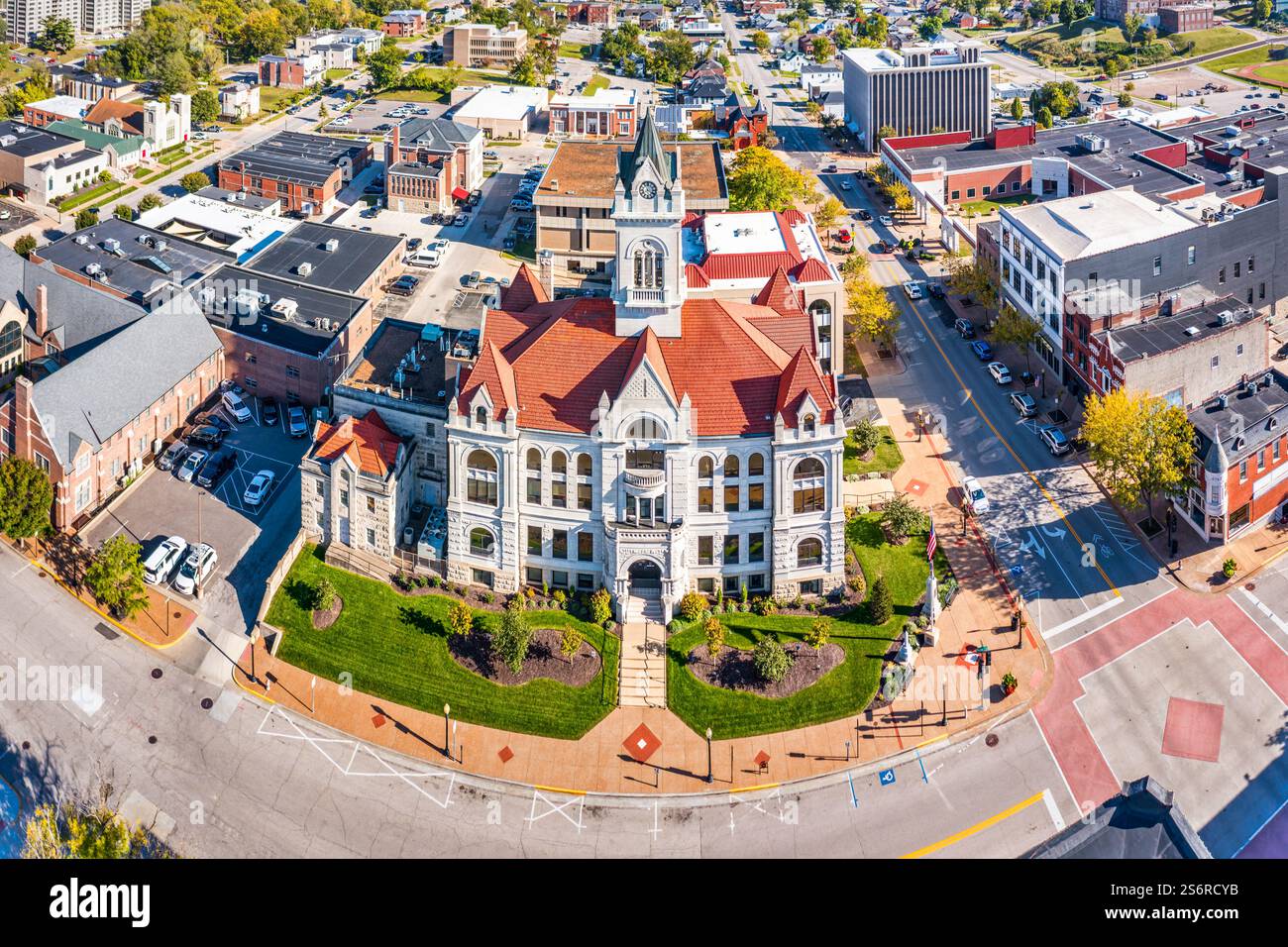 Aerial view of Cole County Courthouse in Jefferson City, Missouri Stock ...