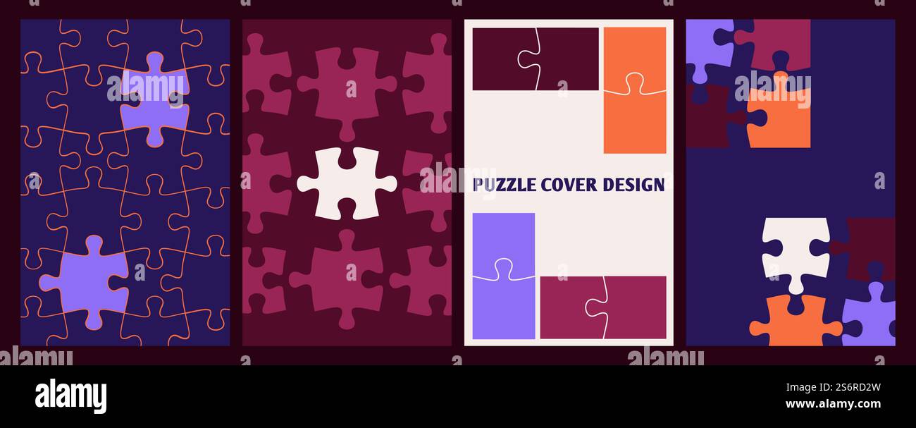 Puzzle covers. Business posters template, pieces puzzles complete ...